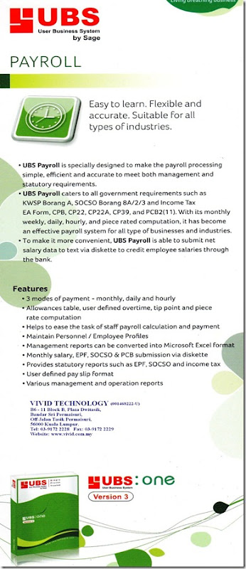 Sage UBS Software: UBS One Payroll - Features